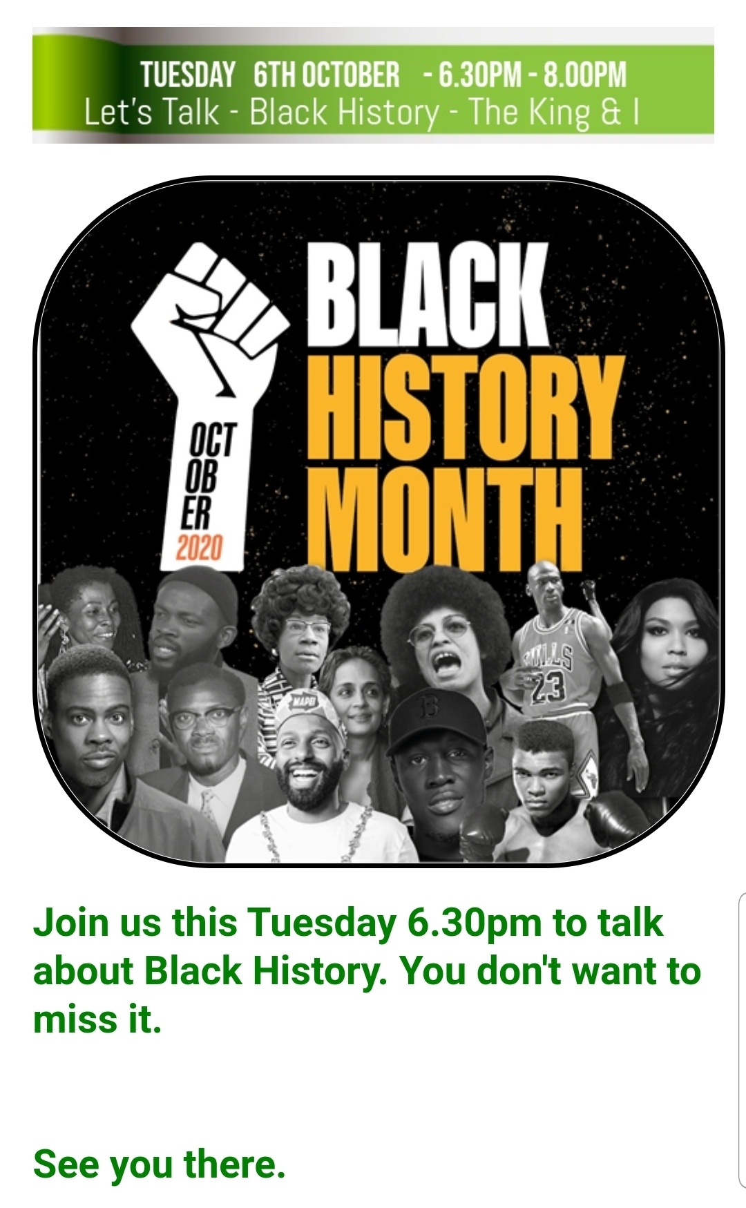 Black History – ‘The King & I’ Join Sista B on Tuesday 6th October 2020 ...